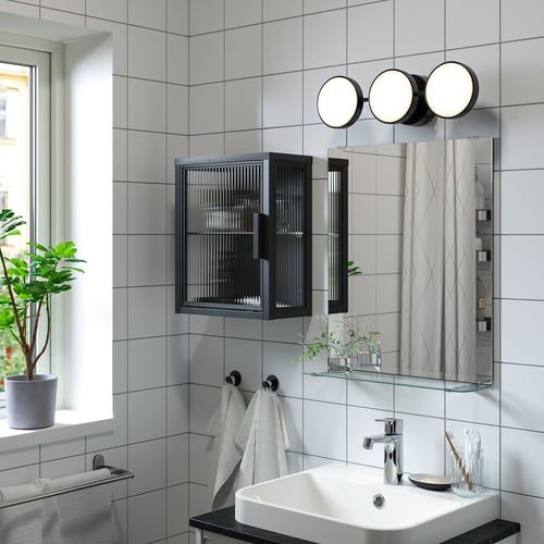MOSSJÖN zidni element+1 staklena vrata, antracit, 36x18x44 cm - IKEA