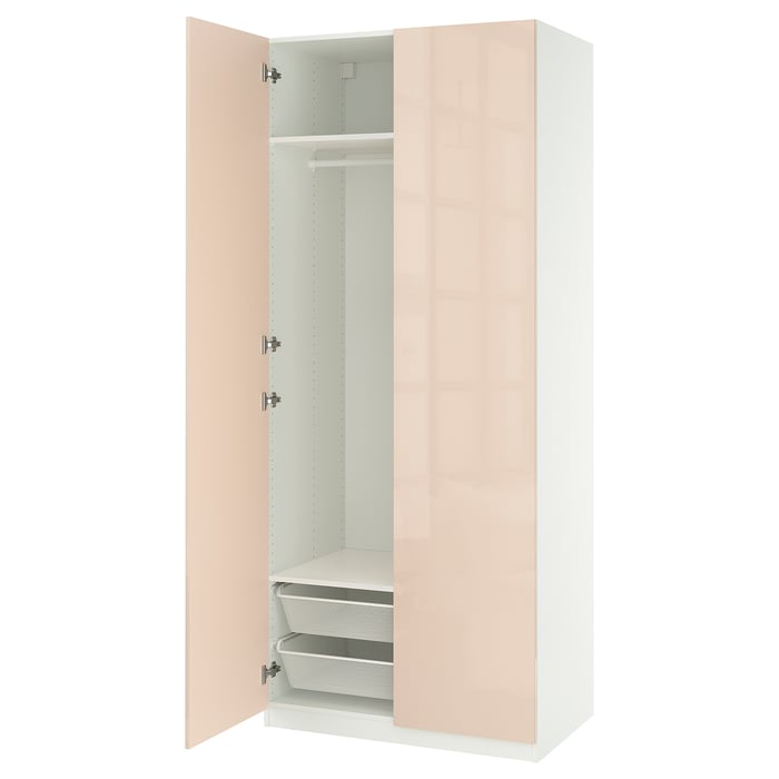 PAX / FARDAL komb/ormar, bijela/visoki sjaj svijetlo narančasta, 100x60x236 cm - IKEA