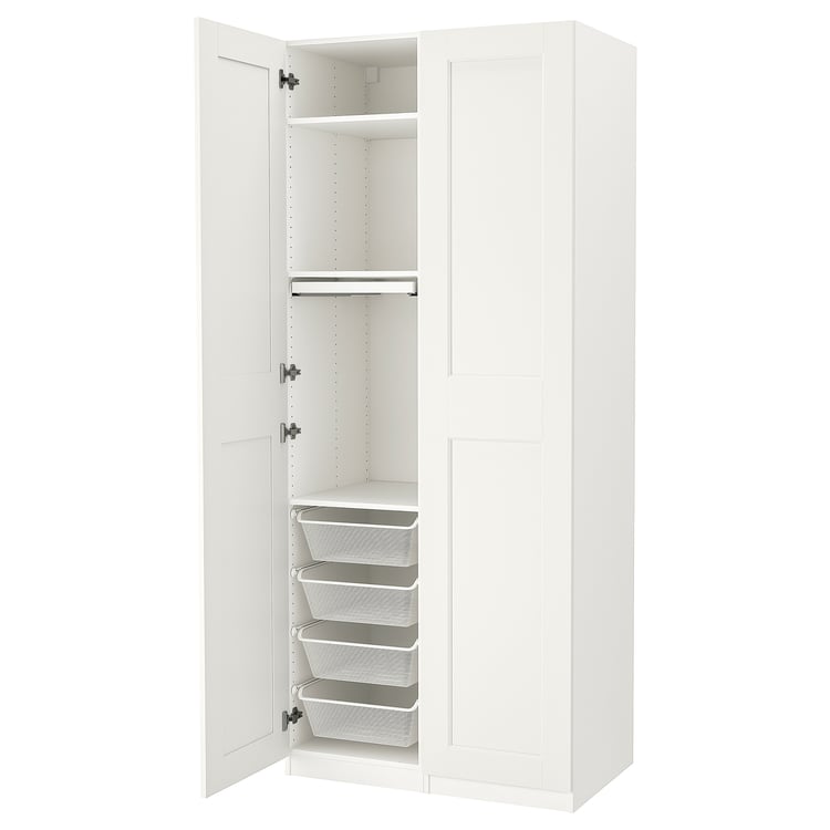 PAX / GRIMO komb/ormar, bijela/bijela, 100x60x236 cm - IKEA