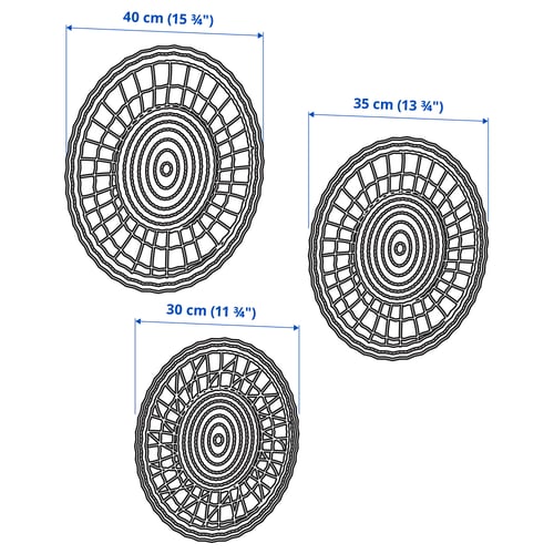 GILLSTAD fali dekoráció, 3 db-os, sás, kézzel készült - IKEA
