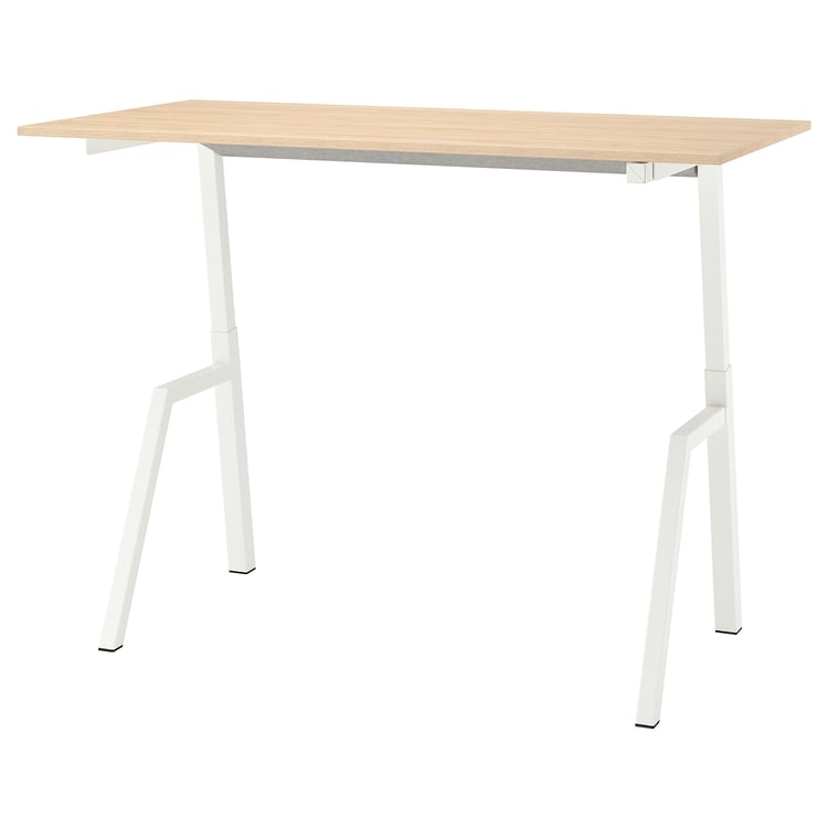 TROTTEN asztal ülő-/állómunkához, elektromos kőris hatású/fehér, 160x80 ...