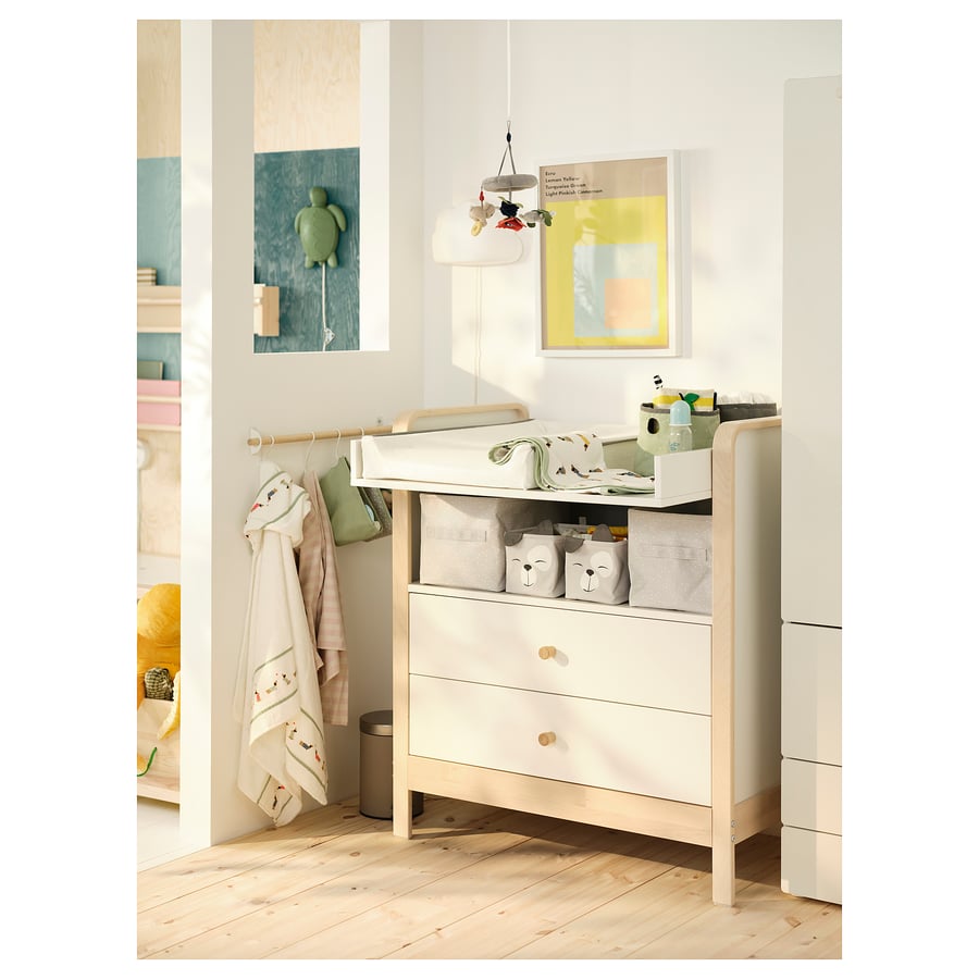 ÄLSKVÄRD changing table/chest of drawers, birch/white, 94x77x106 cm ...