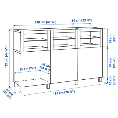 BESTÅ storage combination with doors, black-brown Lappviken/Sindvik ...