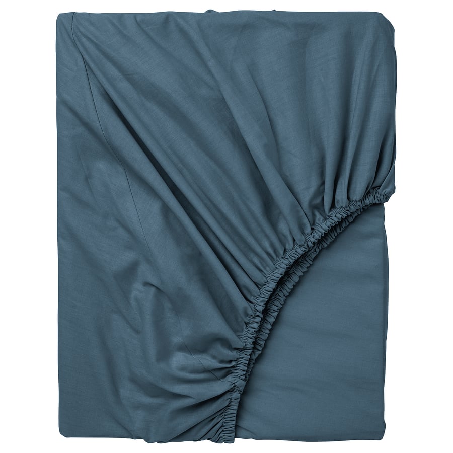 DVALA fitted sheet, blue, Double - IKEA Ireland