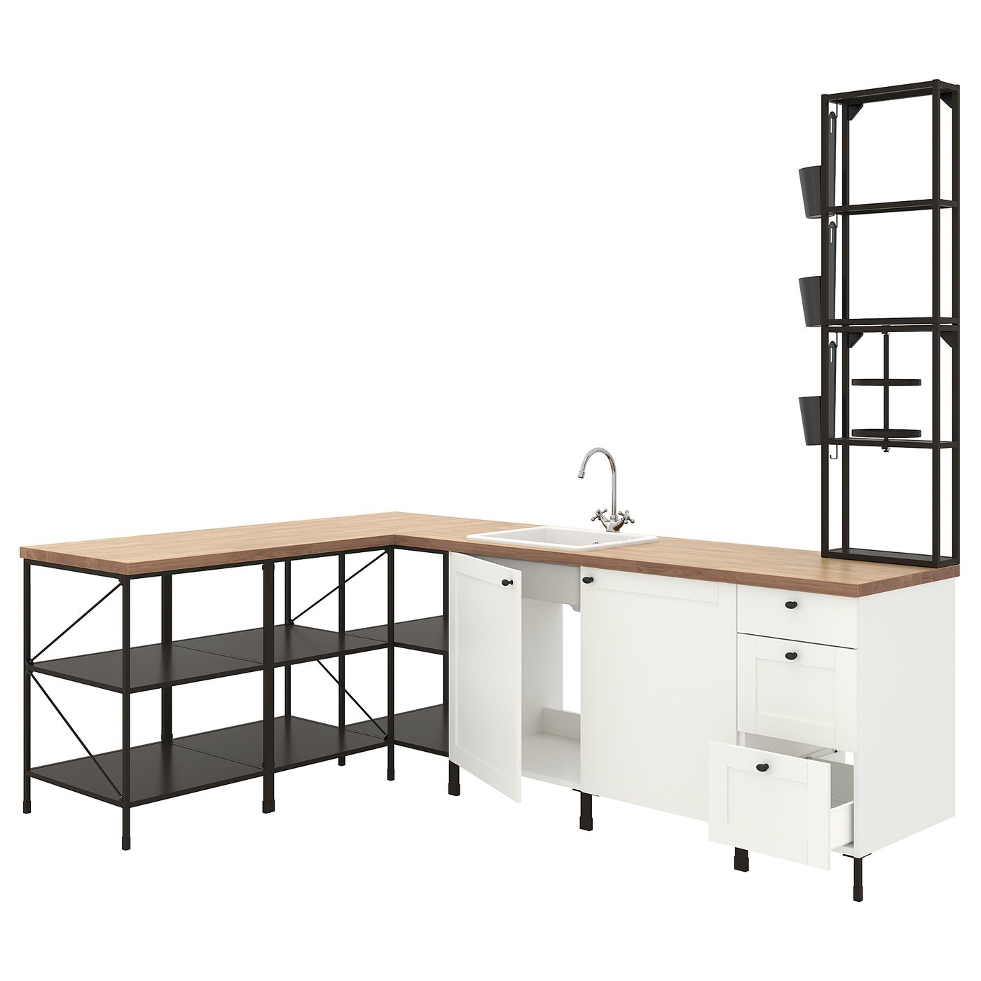ENHET Corner kitchen - anthracite/white frame - IKEA Ireland