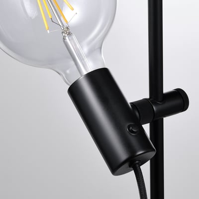 HÅRSLINGA / LUNNOM floor lamp with light bulb, black/clear glass - IKEA ...