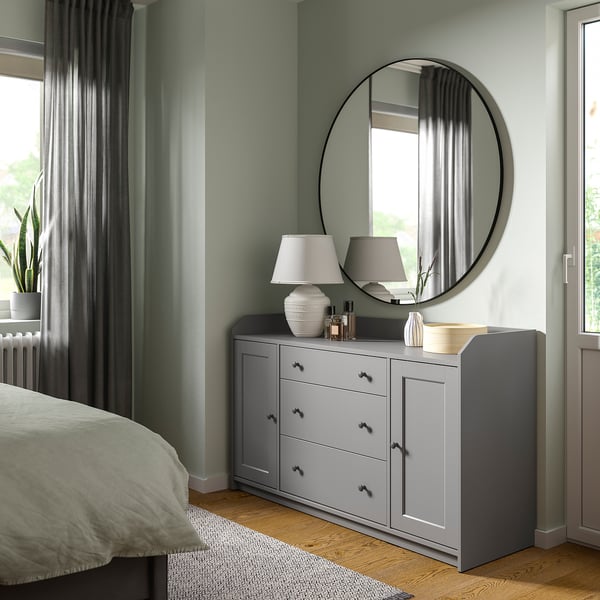 HAUGA Sideboard, grey, 140x84 cm - IKEA Ireland