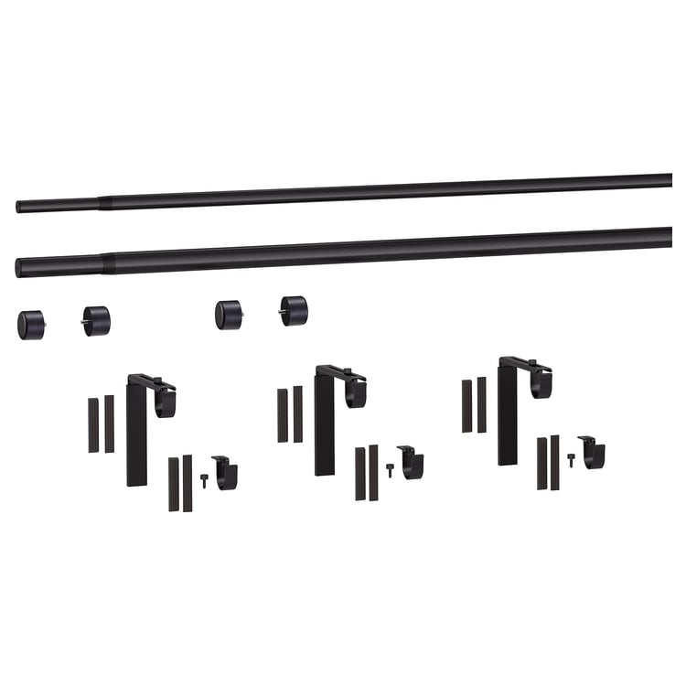 HUGAD / RÄCKA double curtain rod combination, with wall/ceiling ...