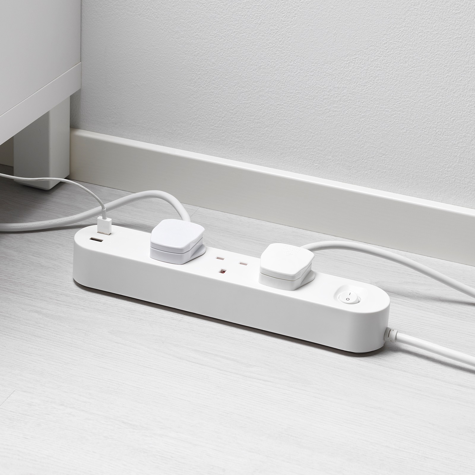 KOPPLA 3-way socket with 2 USB ports, white - IKEA Ireland
