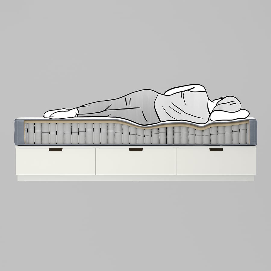 LYNGÖR Dark grey, king divan bed with Vågstranda medium firm mattress ...