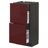 METOD / MAXIMERA Base cabinet with 2 drawers, black/Voxtorp dark grey ...