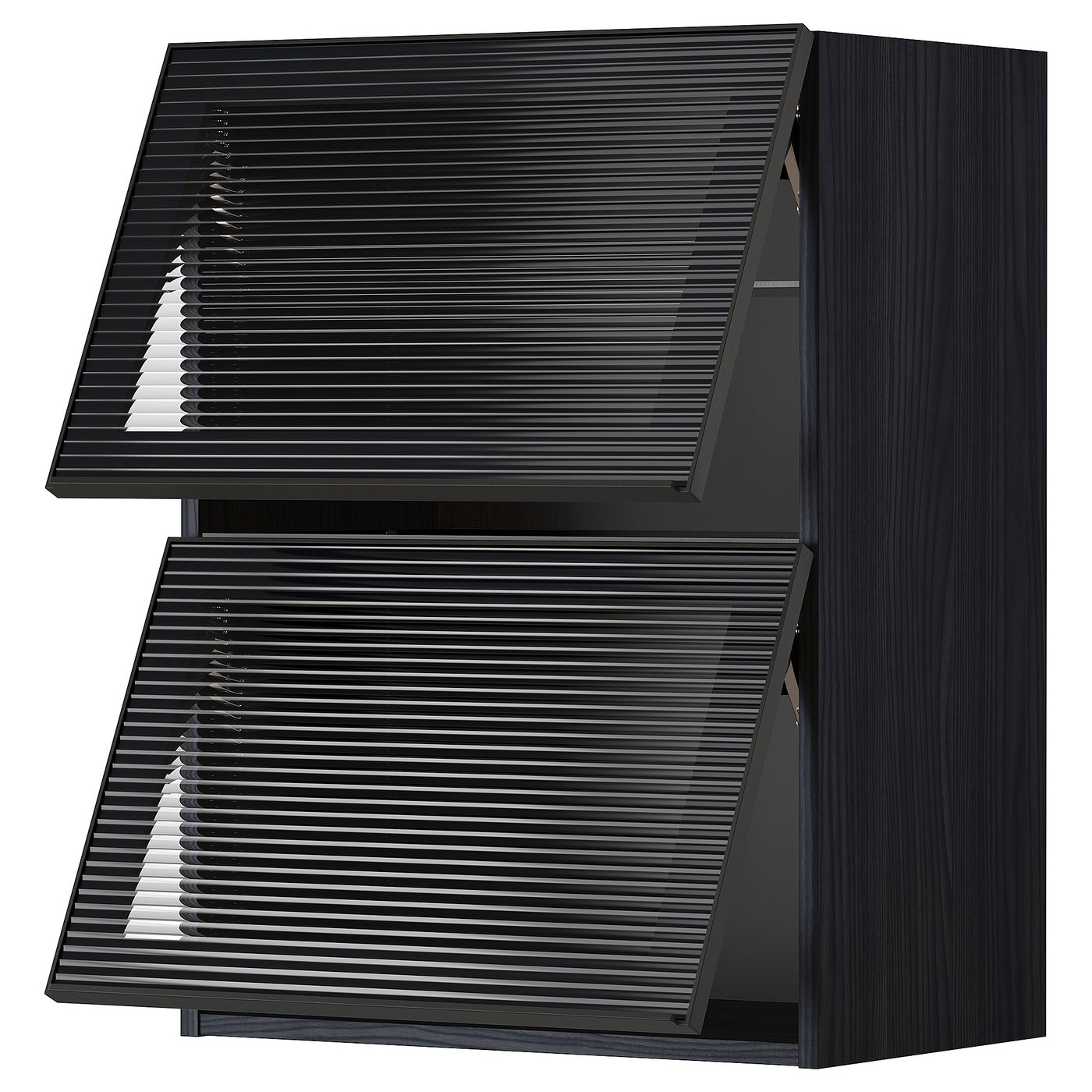 METOD wall cab horizontal w 2 glass doors, black/Hejsta anthracite ...