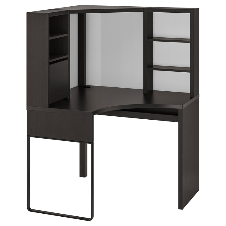 MICKE corner workstation, black-brown, 100x142 cm - IKEA Ireland