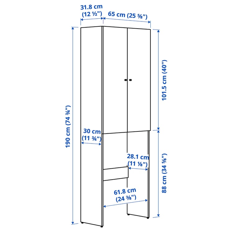 NYSJÖN cabinet for washing machine, white, 65x190 cm - IKEA Ireland