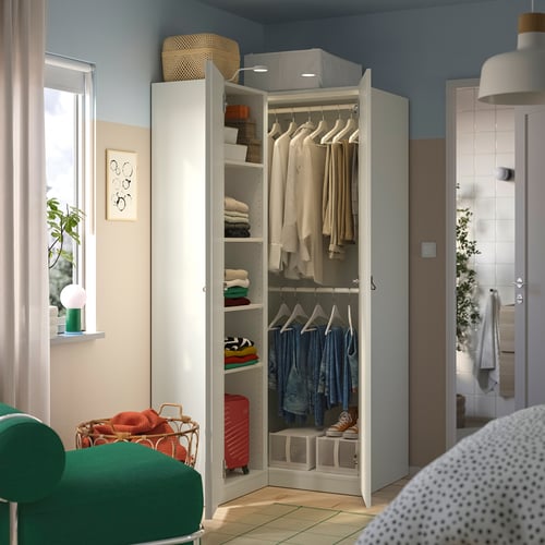 PAX / FORSAND corner wardrobe, white/white, 111/88x201 cm - IKEA Ireland