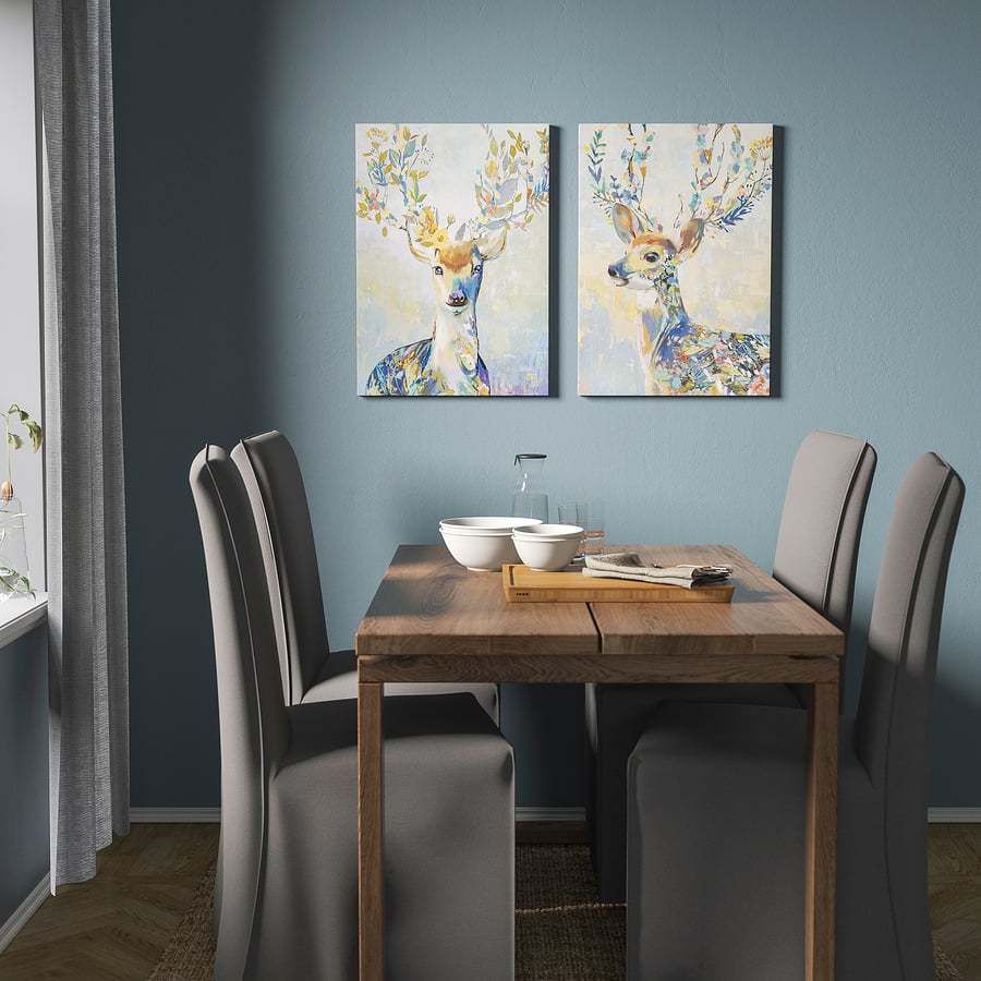 PJÄTTERYD picture, colourful reindeer, 50x70 cm - IKEA Ireland