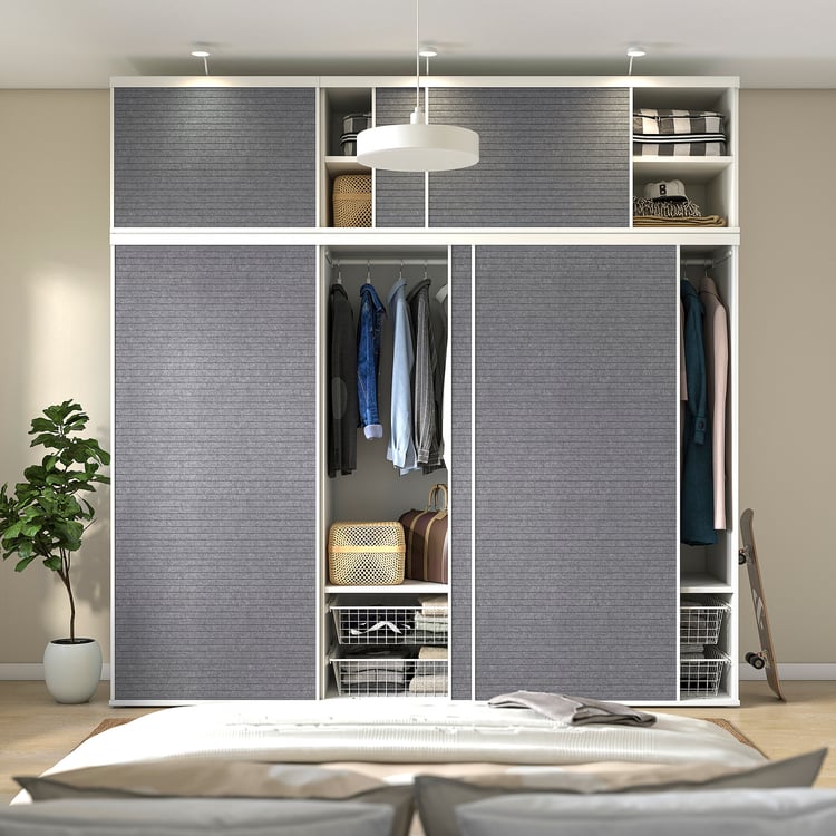 PLATSA wardrobe with 6 sliding doors, white Larkollen/dark grey ...