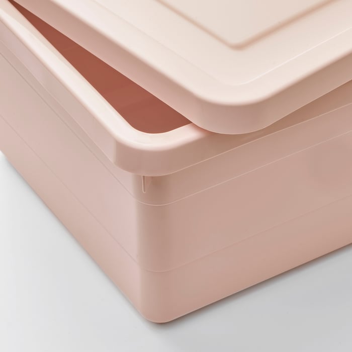 SOCKERBIT box with lid, pink, 38x25x15 cm - IKEA Ireland
