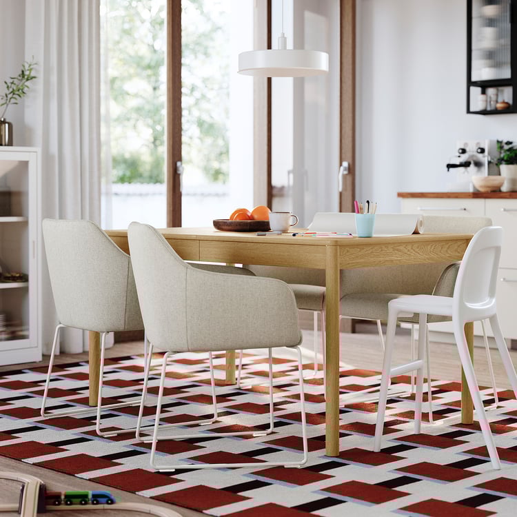 TONSTAD / TOSSBERG dining table and 4 chairs, oak veneer/Gunnared beige ...
