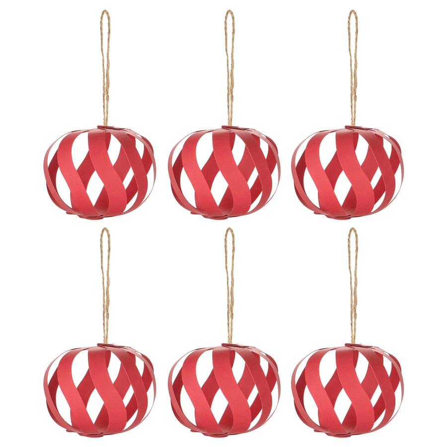 VINTERFINT tree ornament, bauble paper/red, 8 cm - IKEA Ireland