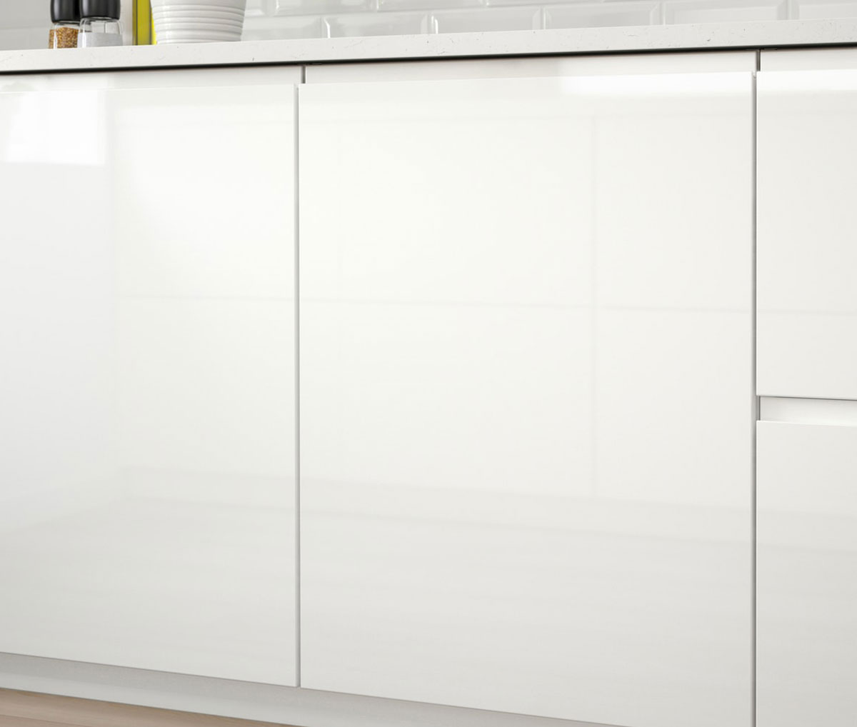 High-Gloss White Kitchen With Integrated Handles - IKEA