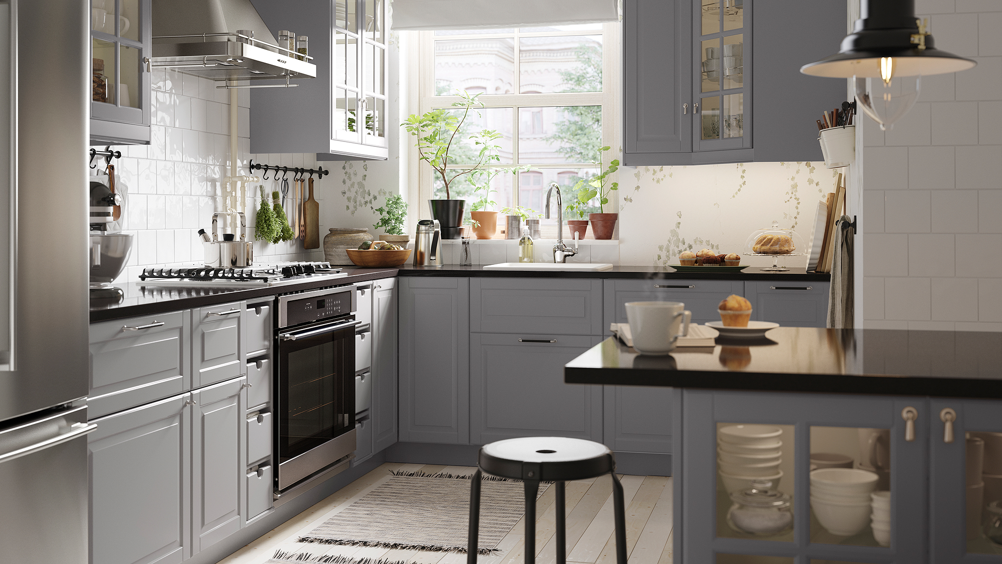 Trendy and traditional – BODBYN grey kitchen - IKEA CA