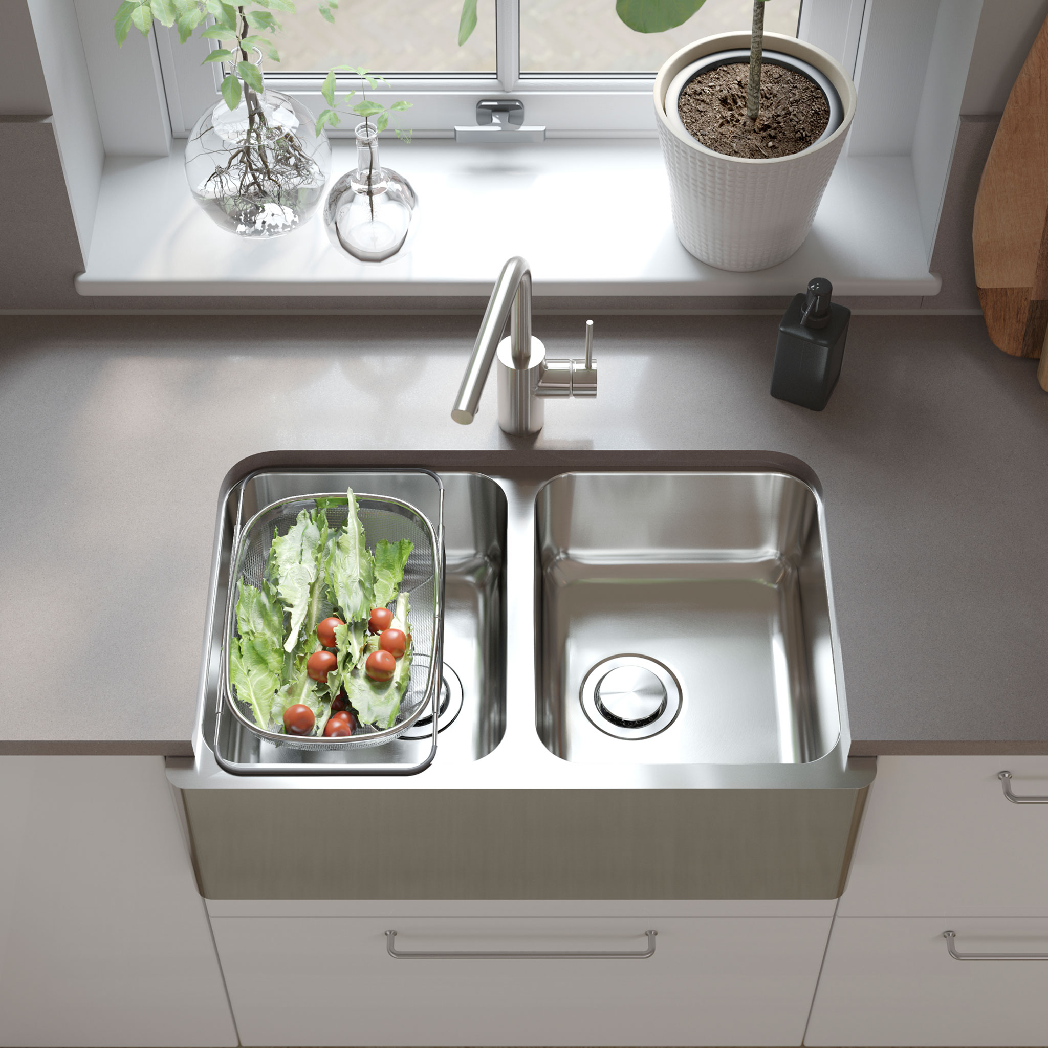 A bright, modern kitchen with details in wood - IKEA