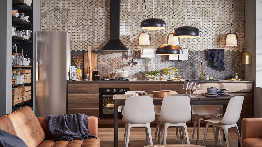 A warm look with VOXTORP walnut-effect kitchen - IKEA