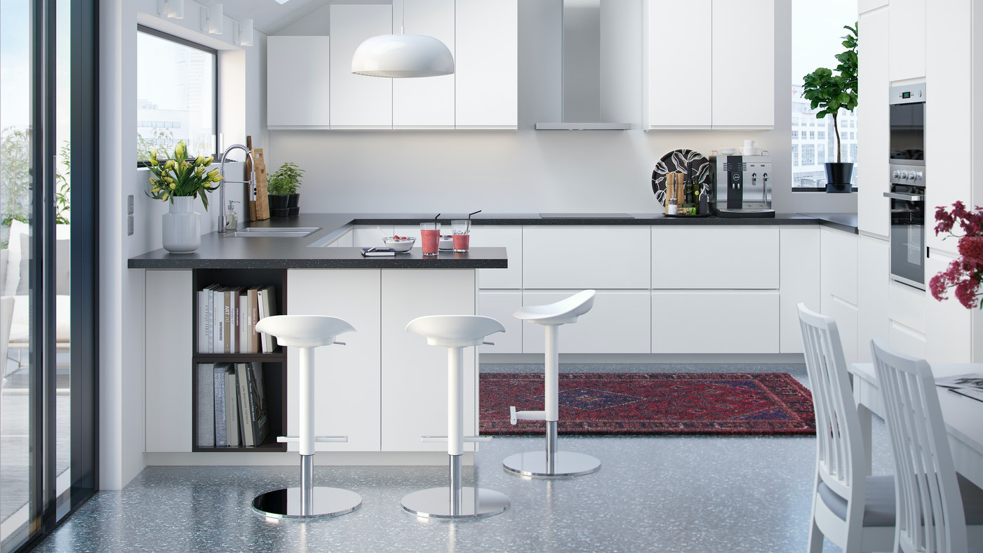 Matt White Kitchen With Integrated Handles - METOD - IKEA