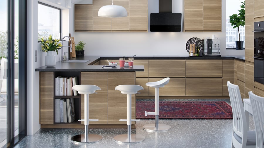 A warm look with VOXTORP walnut-effect kitchen - IKEA