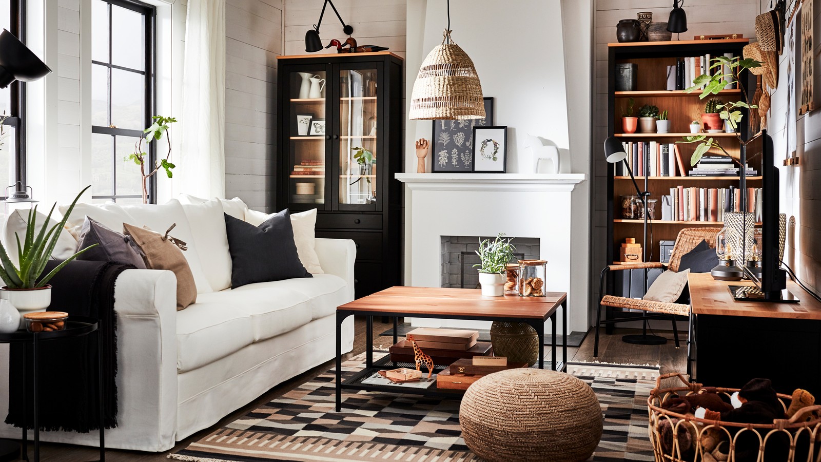 A living room with warm wood and traditional elements - IKEA CA
