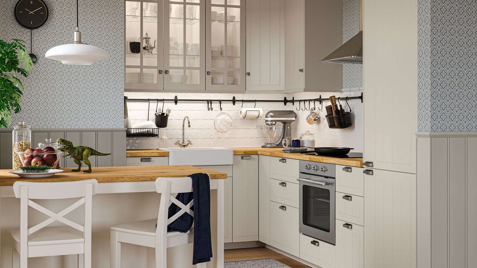Beige kök med fasad panel på luckan - STENSUND - IKEA