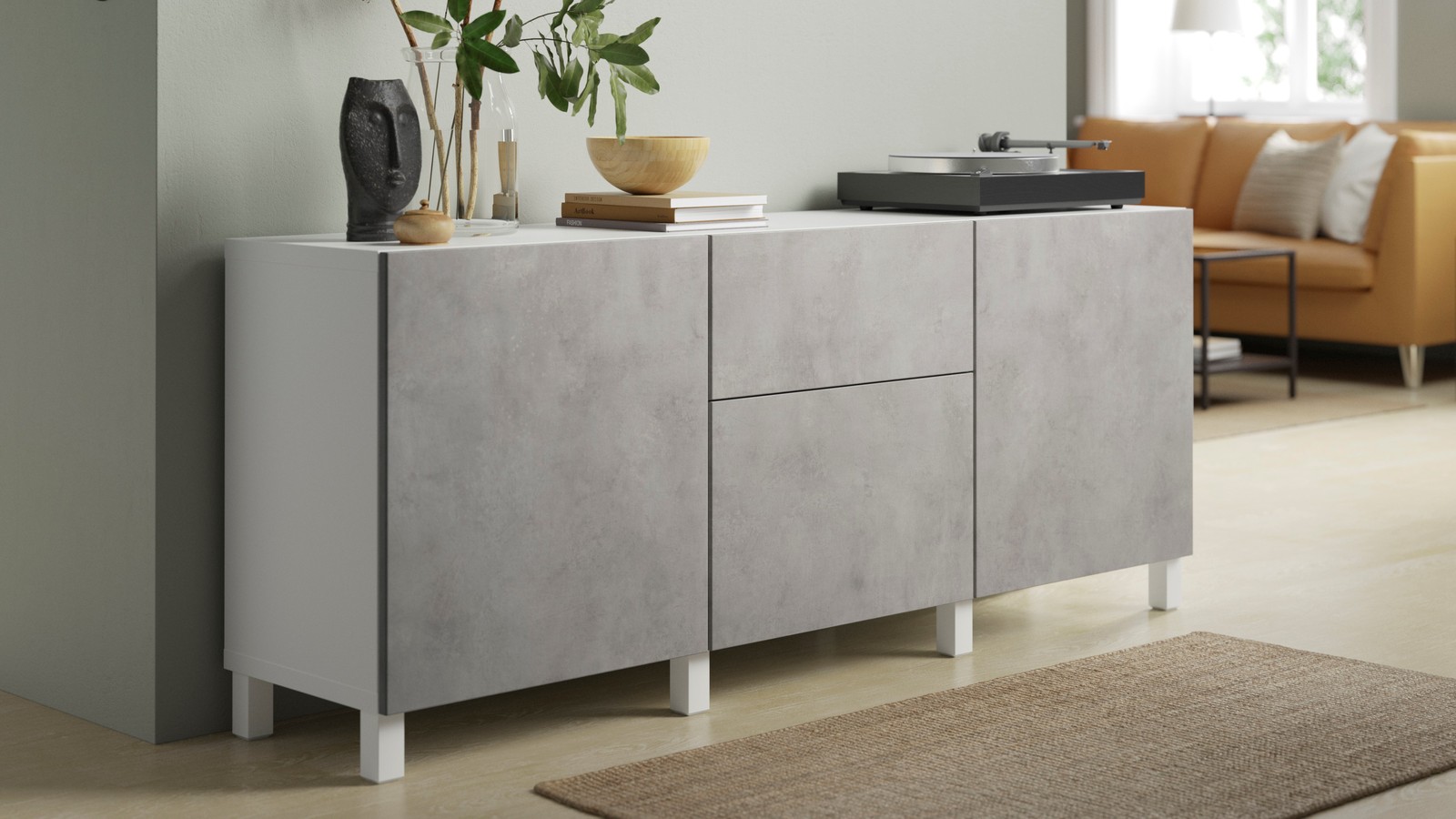 Modern Concrete Effect Door for BESTÅ Storage System - IKEA UK