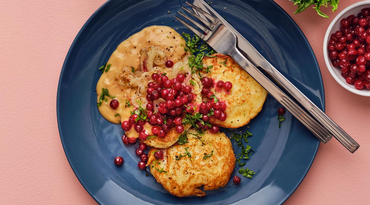 Potato pancakes with lingonberries - IKEA CA