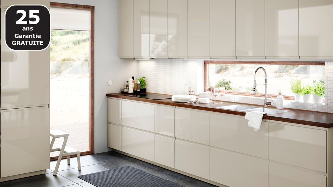 Cuisines METOD finition VOXTORP beige brillant - IKEA