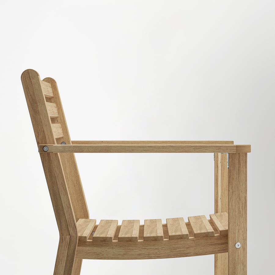ASKHOLMEN chair with armrests, outdoor, acacia - IKEA