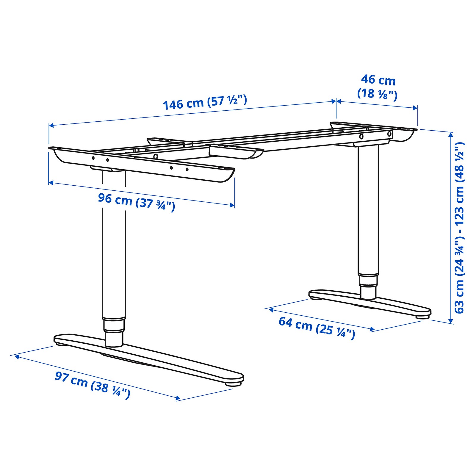 BEKANT Underframe sit/stand crnr table, el, white, 160x110 cm - IKEA BEKANT Underframe sit/stand crnr table, el, white, 160x110 cm - IKEA