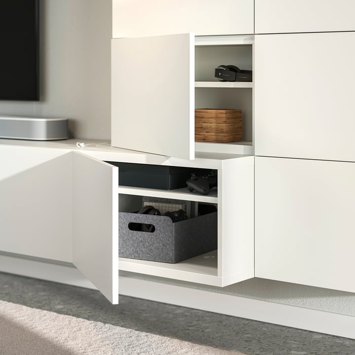 BESTÅ media storage combination, white Lappviken/white, 300x42x114 cm ...