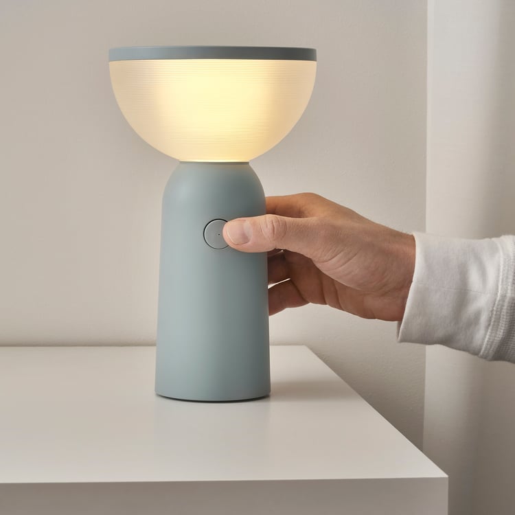 BETTORP LED mobile lamp w wireless charging, dimmable light grey-blue ...