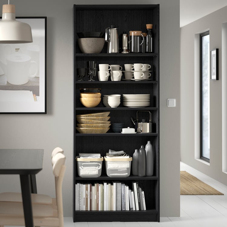 BILLY Bookcase, black oak effect, 80x28x202 cm (311/2x11x791/2") - IKEA