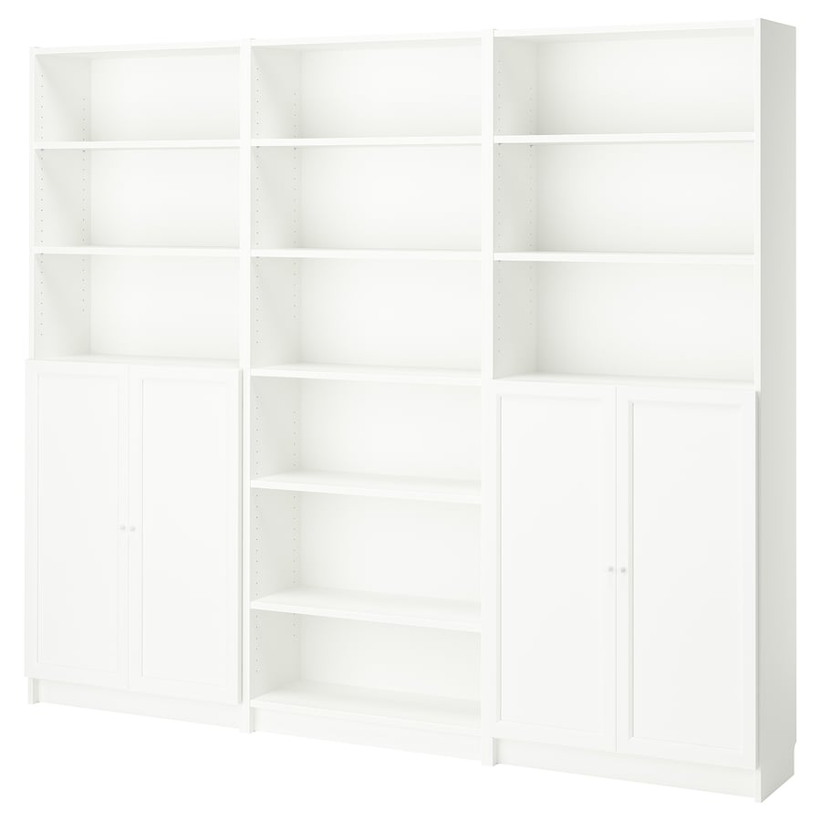 BILLY / OXBERG bookcase combination with doors, white, 240x30x202 cm ...