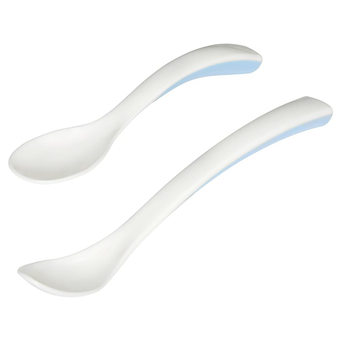 BÖRJA feeding spoon and baby spoon, white/blue - IKEA