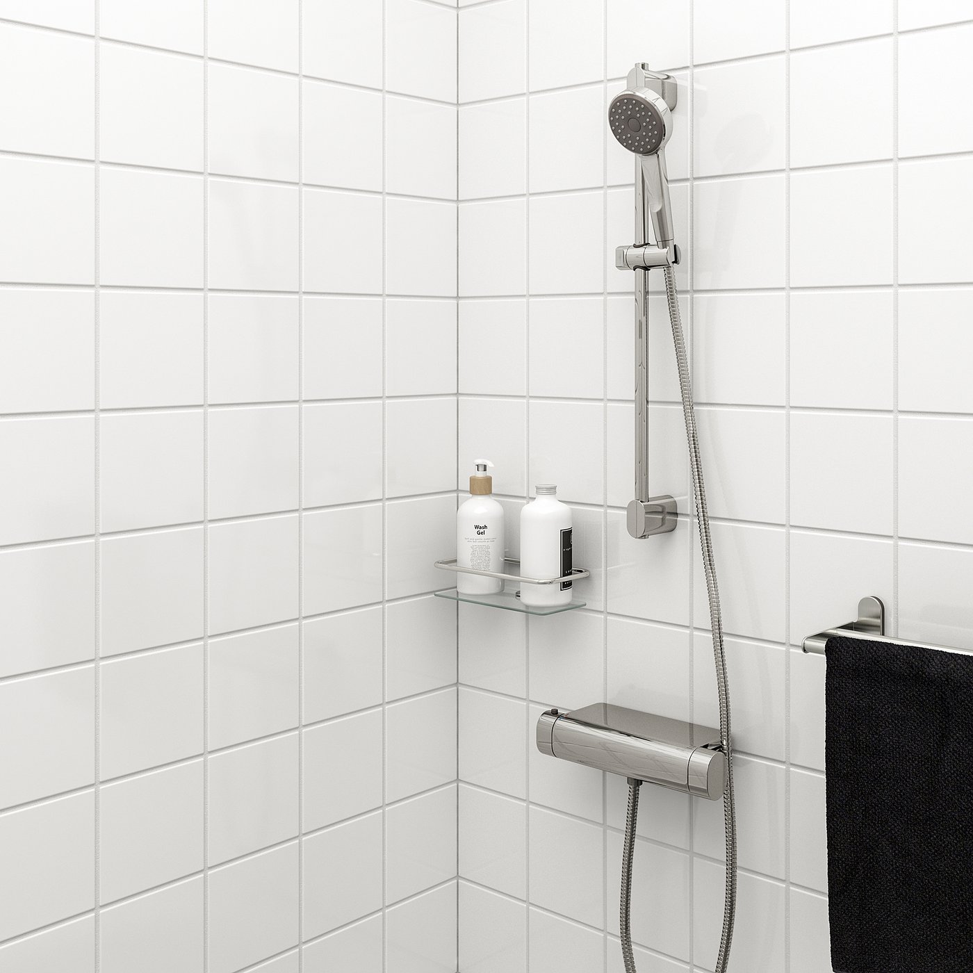 BROGRUND riser rail with handshower kit, chrome-plated - IKEA