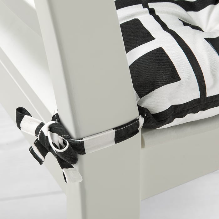 BROKAKLEJA chair pad, black/geometric, 40x40x6 cm (16x16x2") - IKEA