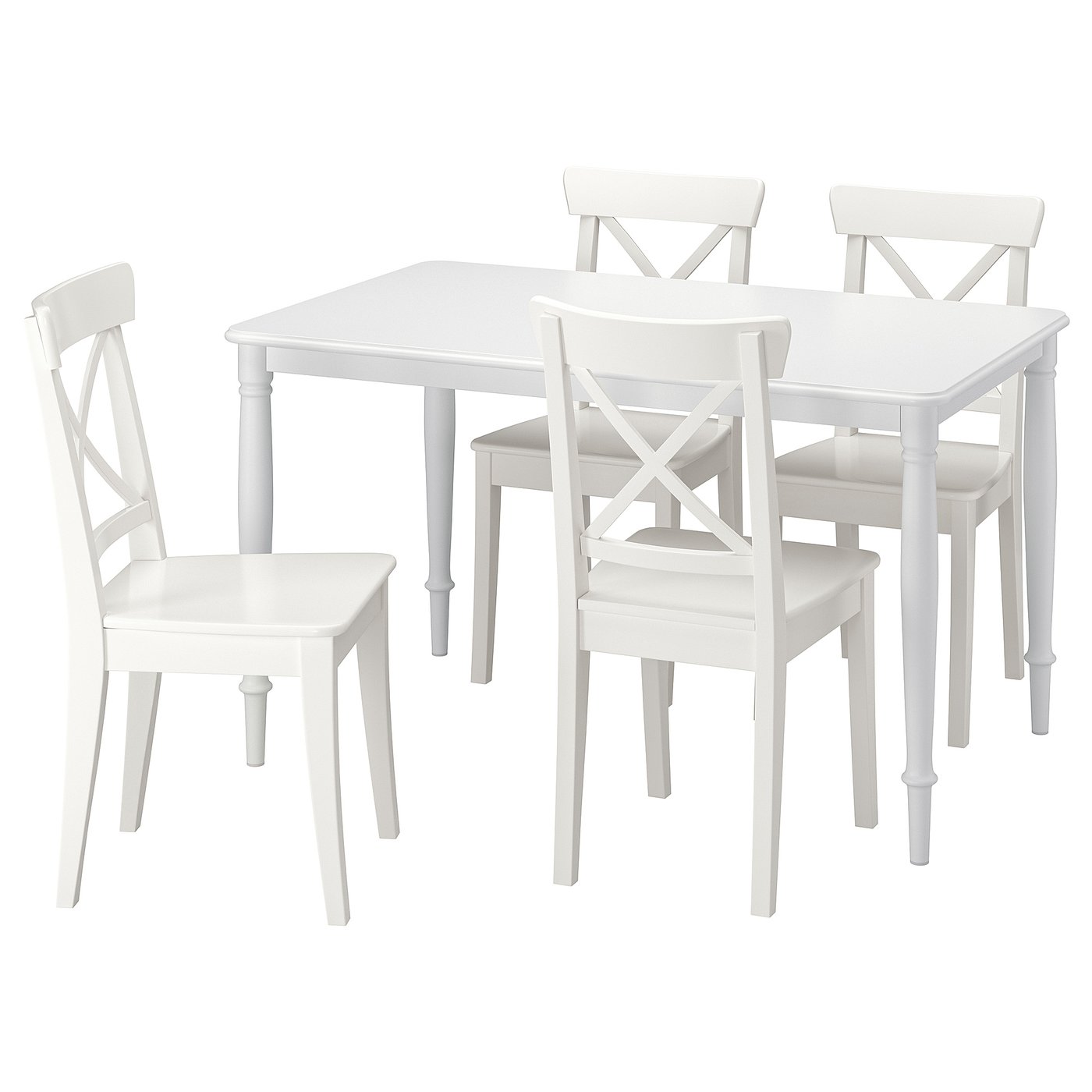 DANDERYD / INGOLF table and 4 chairs, white/white, 130 cm (511/8") - IKEA