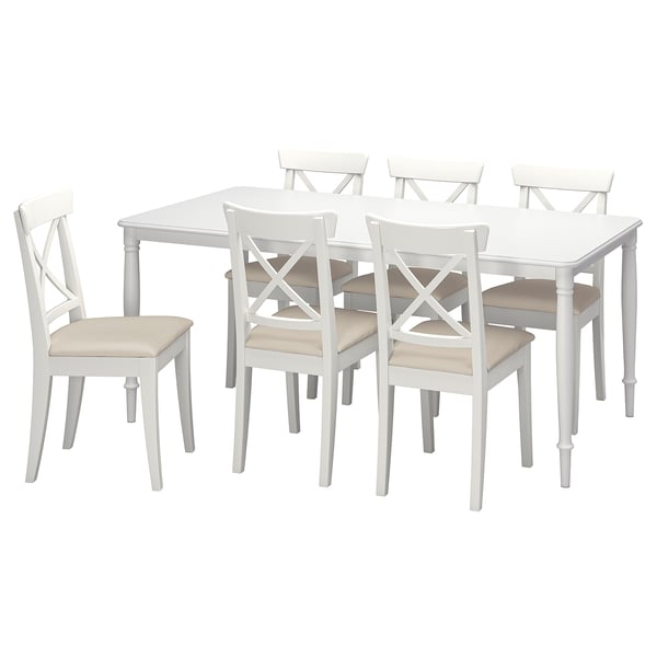 DANDERYD / INGOLF Table and 6 chairs, white/white, 180 cm (707/8") - IKEA