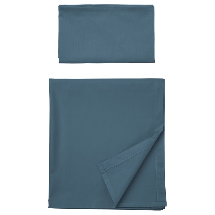 DVALA flat sheet and pillowcase, blue, 150x260/50x80 cm (59x102/20x31 ...