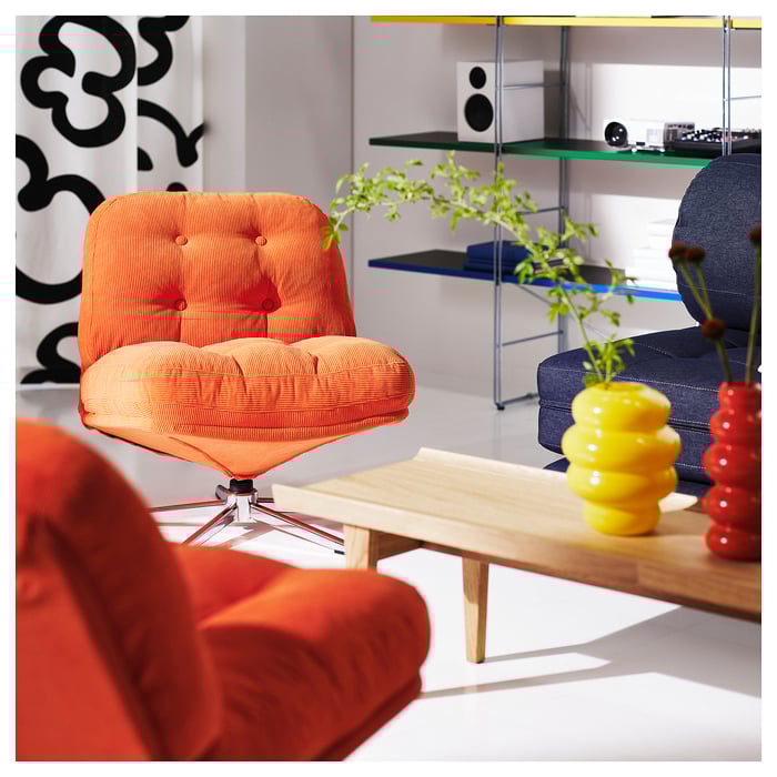 DYVLINGE swivel armchair, Kelinge orange - IKEA