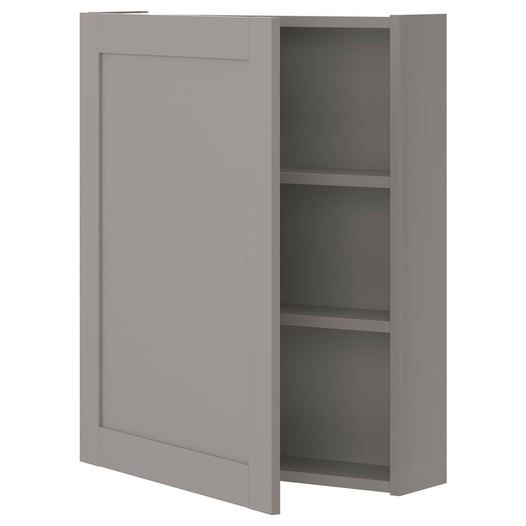 ENHET wall cb w 2 shlvs/door, grey/grey frame, 60x17x75 cm (235/8x63 ...
