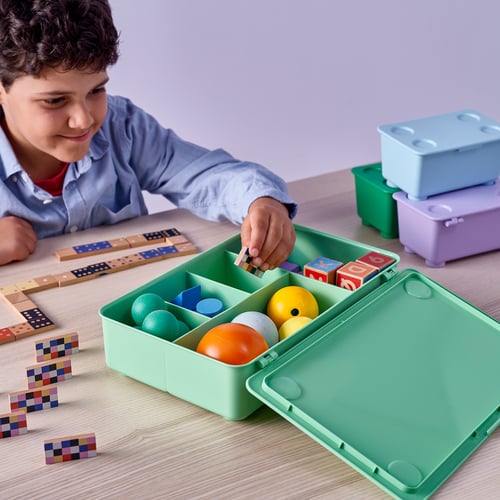 GLIS box with lid, green, 34x21 cm (133/8x81/4") - IKEA